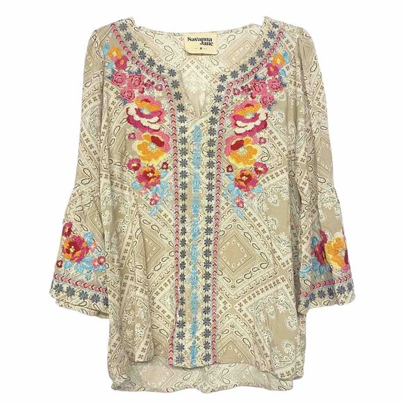 Savanna Jane | Tops | Savanna Jane Top Womens M Paisley Floral ...